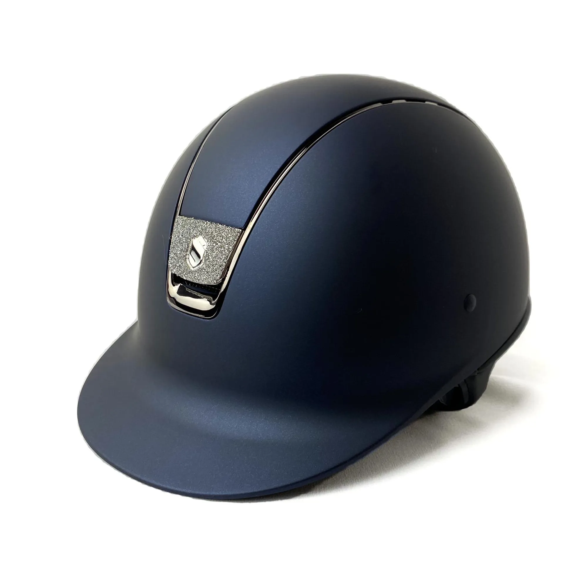 Samshield Shadowmatt Helmet with Silver Crystal Fabric Blazon Navy