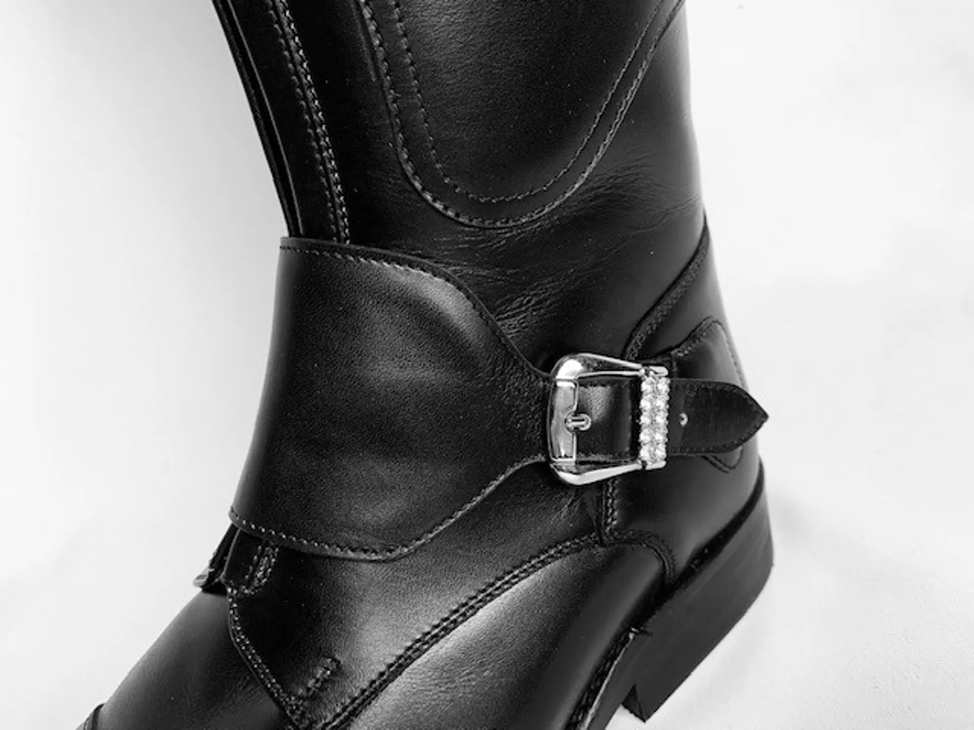 Petrie Rome Boots Black With Crystal Buckle